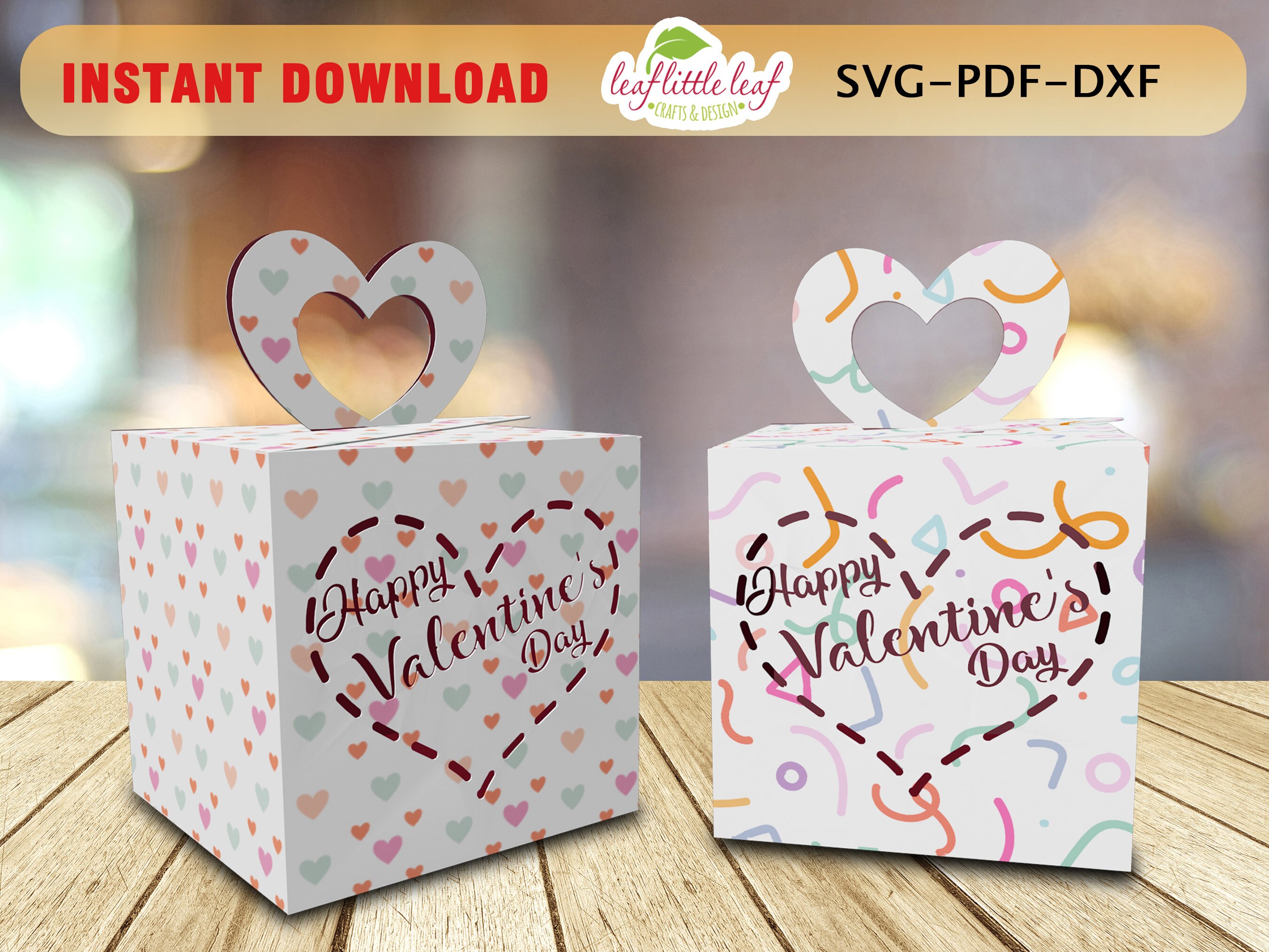 Happy Valentine's Day Square Box Template Square - Etsy