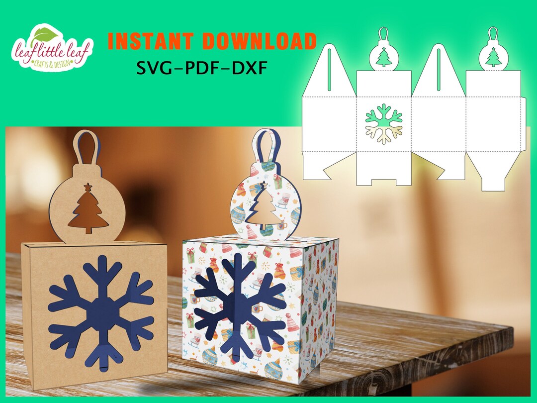 Christmas Bauble Box Template, Christmas Gift Box, SVG DXF PDF, Party ...
