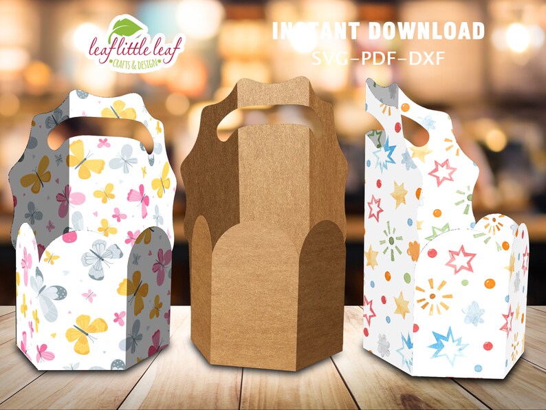 Flower Box With Handle Template Flower Box Package Box With - Etsy