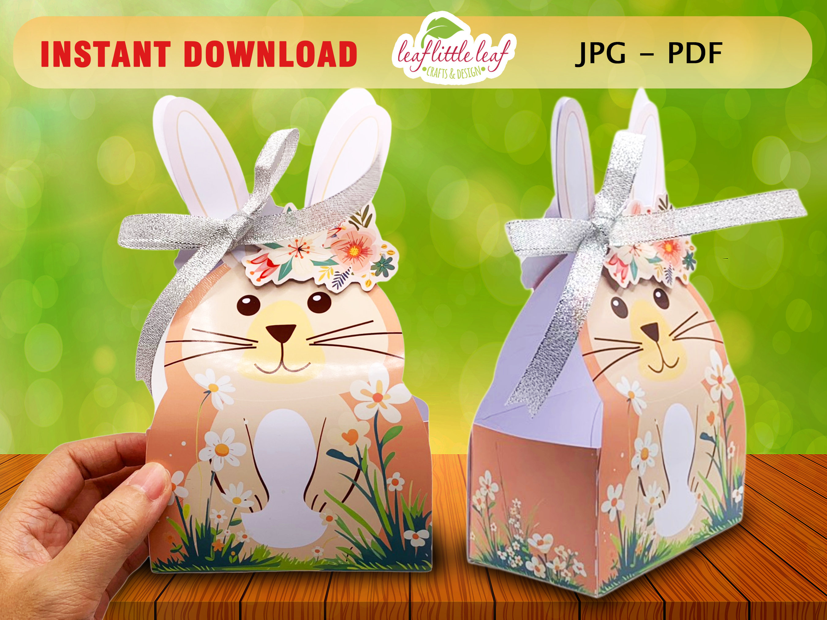 Easter Bunny Treat Box Printable, Easter Favor Box, Bunny Box Template ...