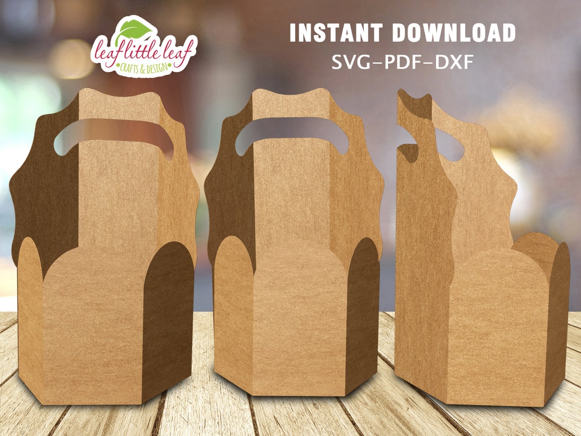 Flower Box With Handle Template Flower Box Package Box With | Etsy