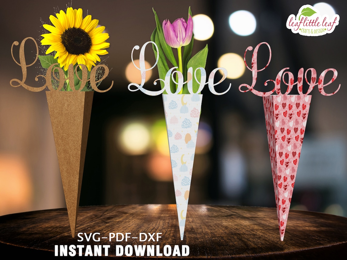 Flower Package Box Love Template Flower Package Gift - Etsy