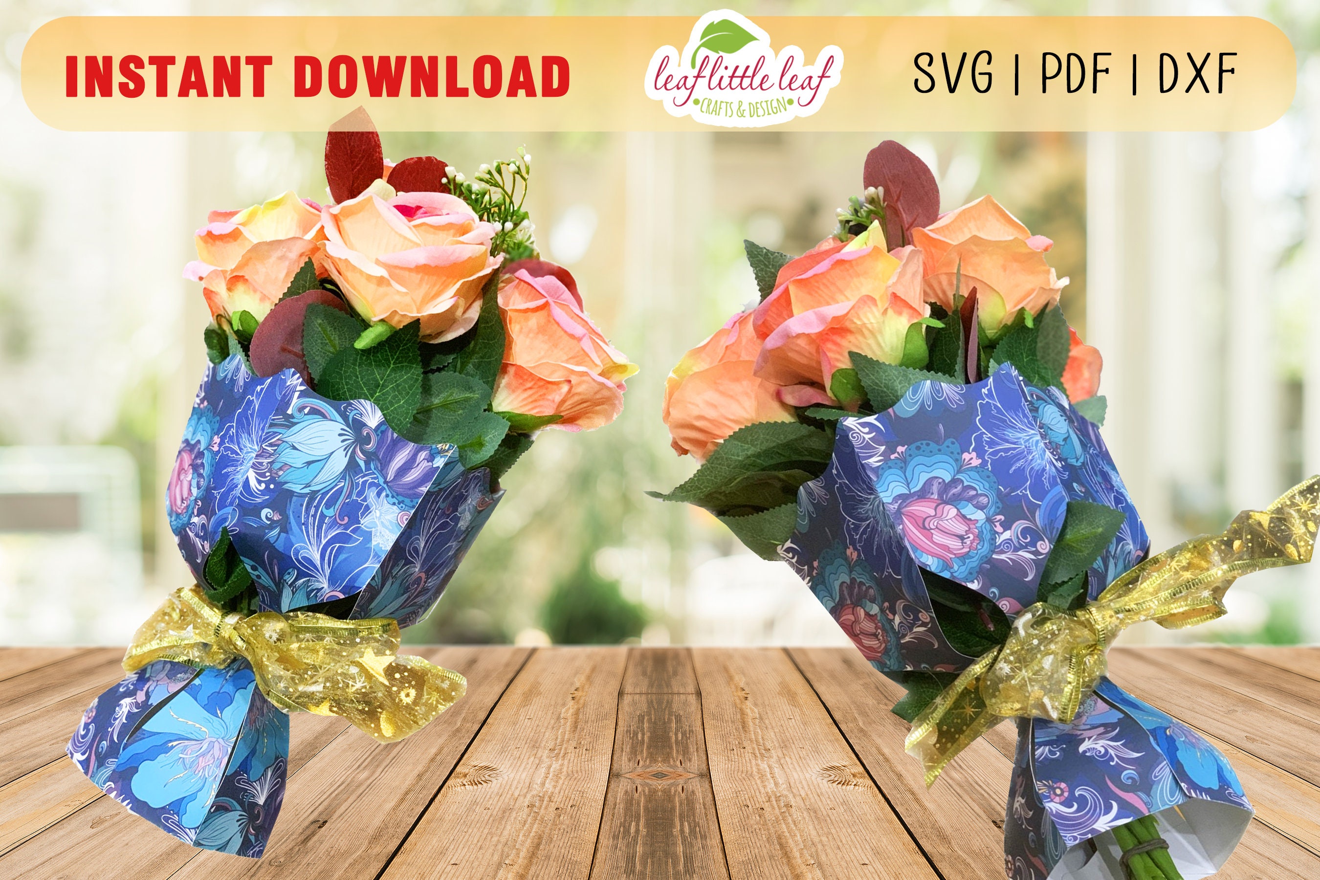 Flower Bouquet Packaging Template Flower Bouquet Package With - Etsy