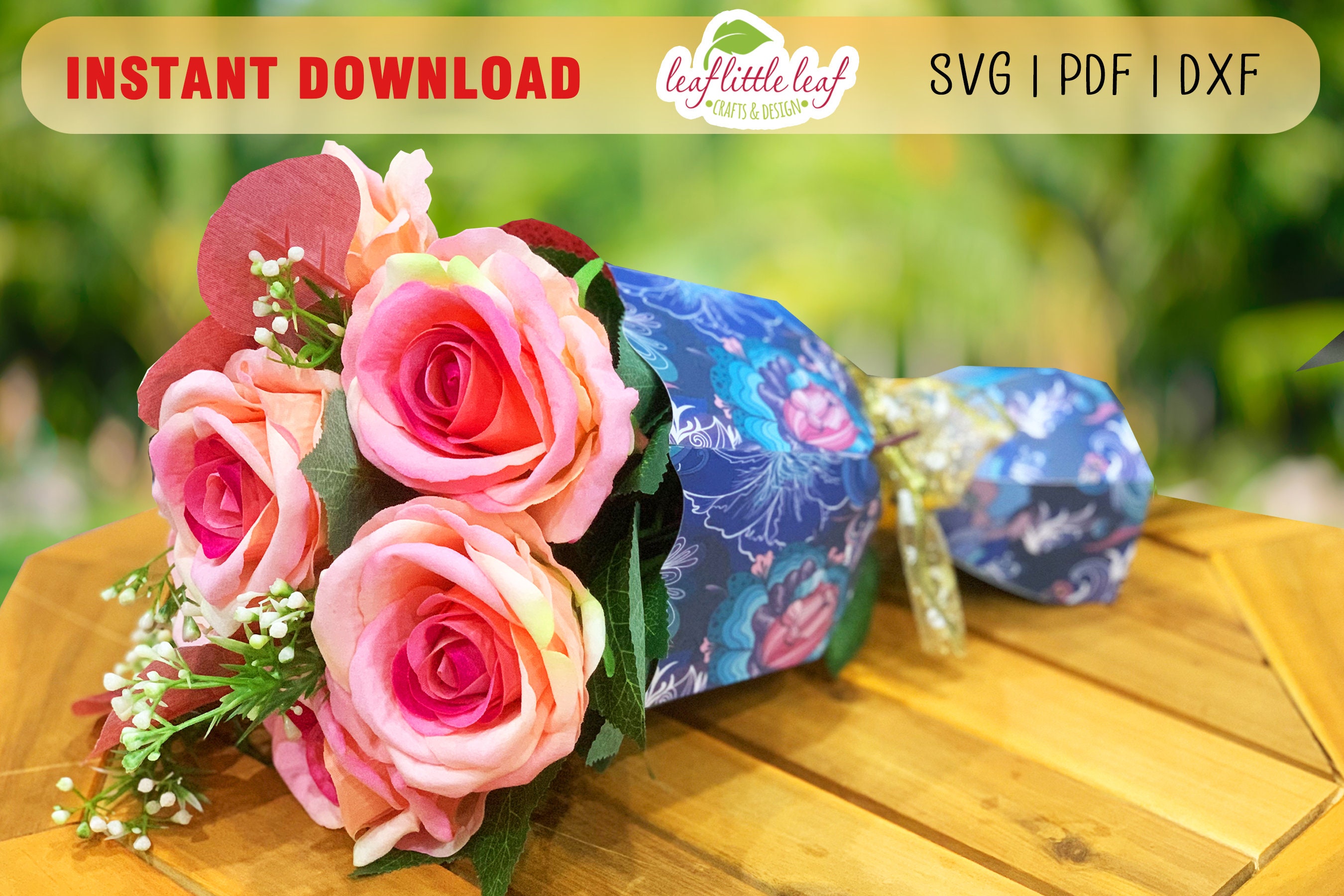 Flower Bouquet Packaging Template Flower Bouquet Package With - Etsy