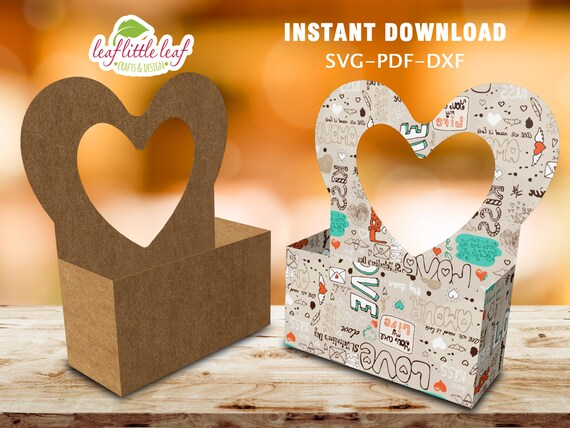 Handle Package Heart Box Template Flower Package Box | Etsy