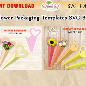 12 Flower Packaging Templates SVG Bundle, Flower Bouquet Packages Gift ...