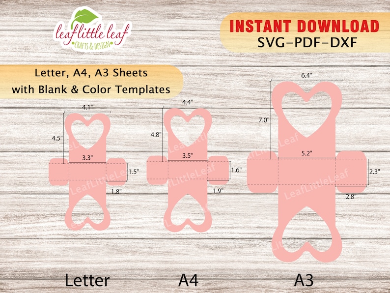Handle Package Heart Bag Vol2 Template, Flower Package Bag, Valentine ...