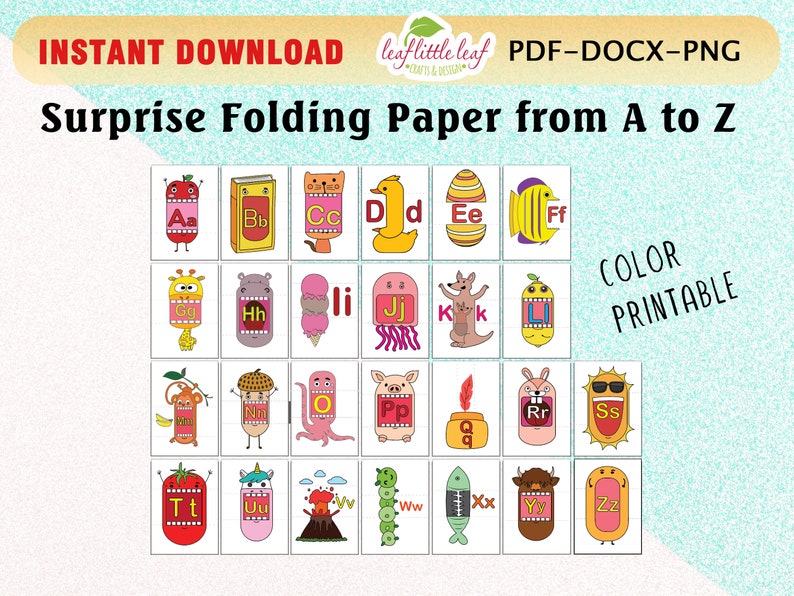 Surprise Folding Paper With Learning Alphabet Surprise - Etsy