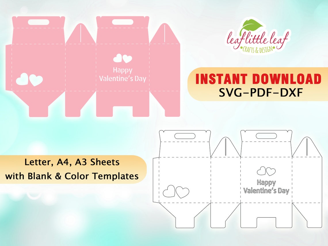 Gable Happy Valentine Heart Box Template Gable Valentine Box - Etsy