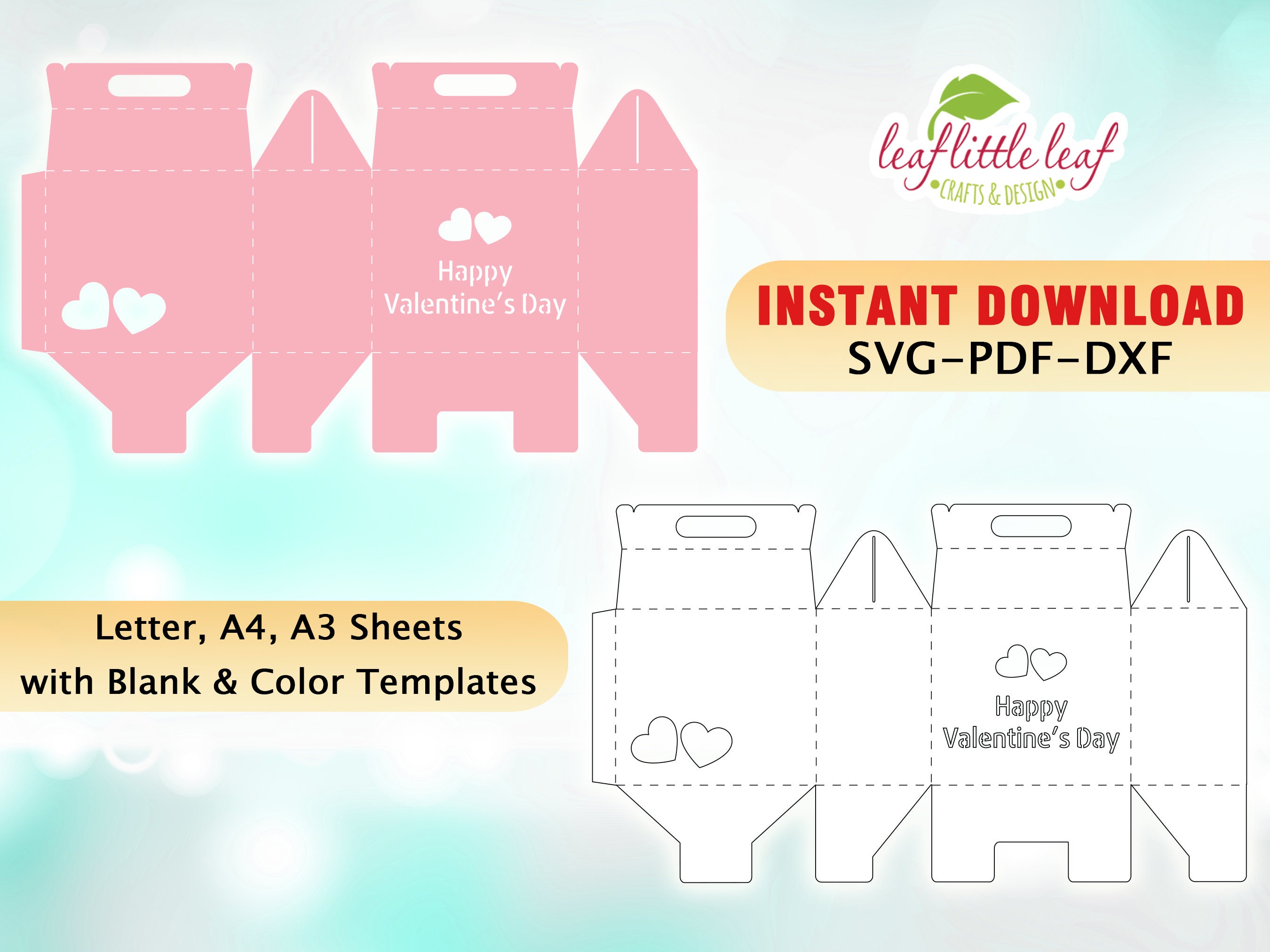 Gable Happy Valentine Heart Box Template, Gable Valentine Box ...