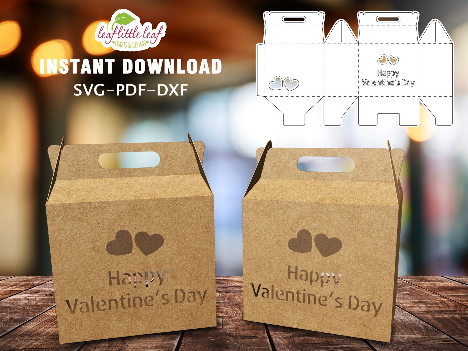 Gable Happy Valentine Heart Box Template, Gable Valentine Box ...