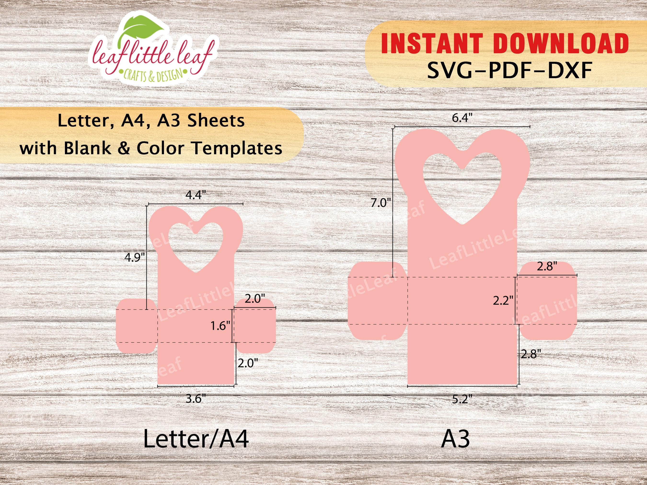 Handle Package Heart Box Template Flower Package Box - Etsy