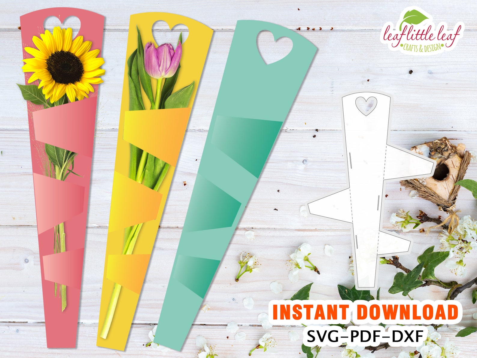 Flower Packaging Template, Flower Package Gift, Valentine Package Gift ...