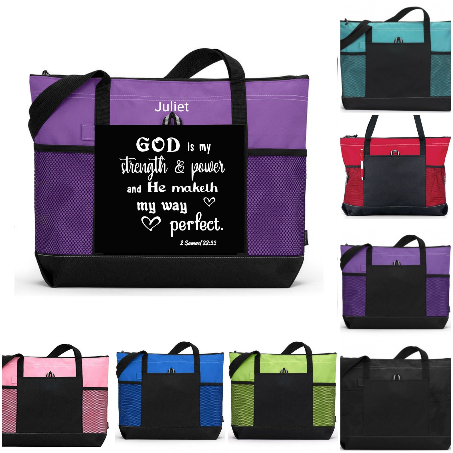 Scripture Tote God is My Strength 2 Samuel 22:33 Tote | Etsy