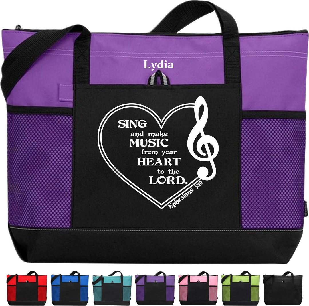 Sing and Make Melody Scripture Tote, Personalized Musician Tote, Choir ...