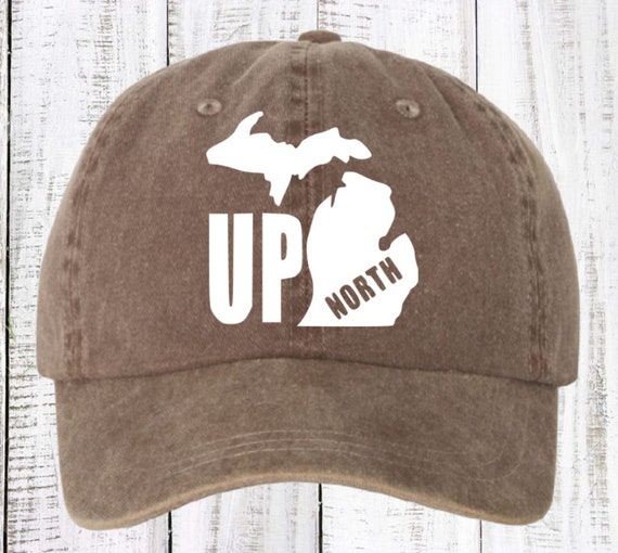 Up North Michigan Hat MI Map Hat Love Michigan Hat Michigan | Etsy