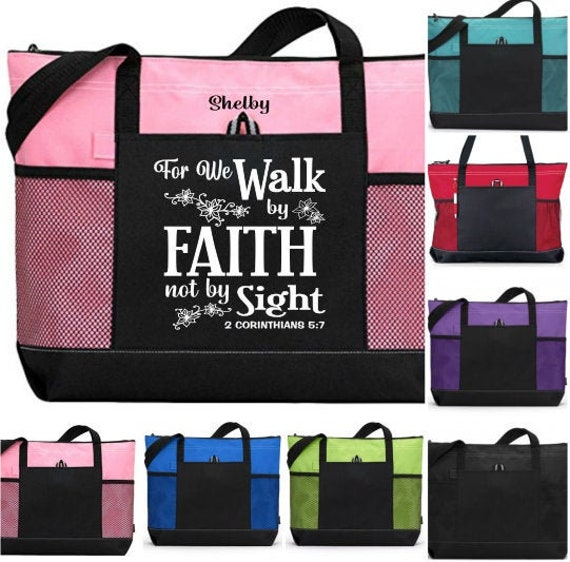Scripture Tote for We Walk by Faith Not by Sight 2 - Etsy