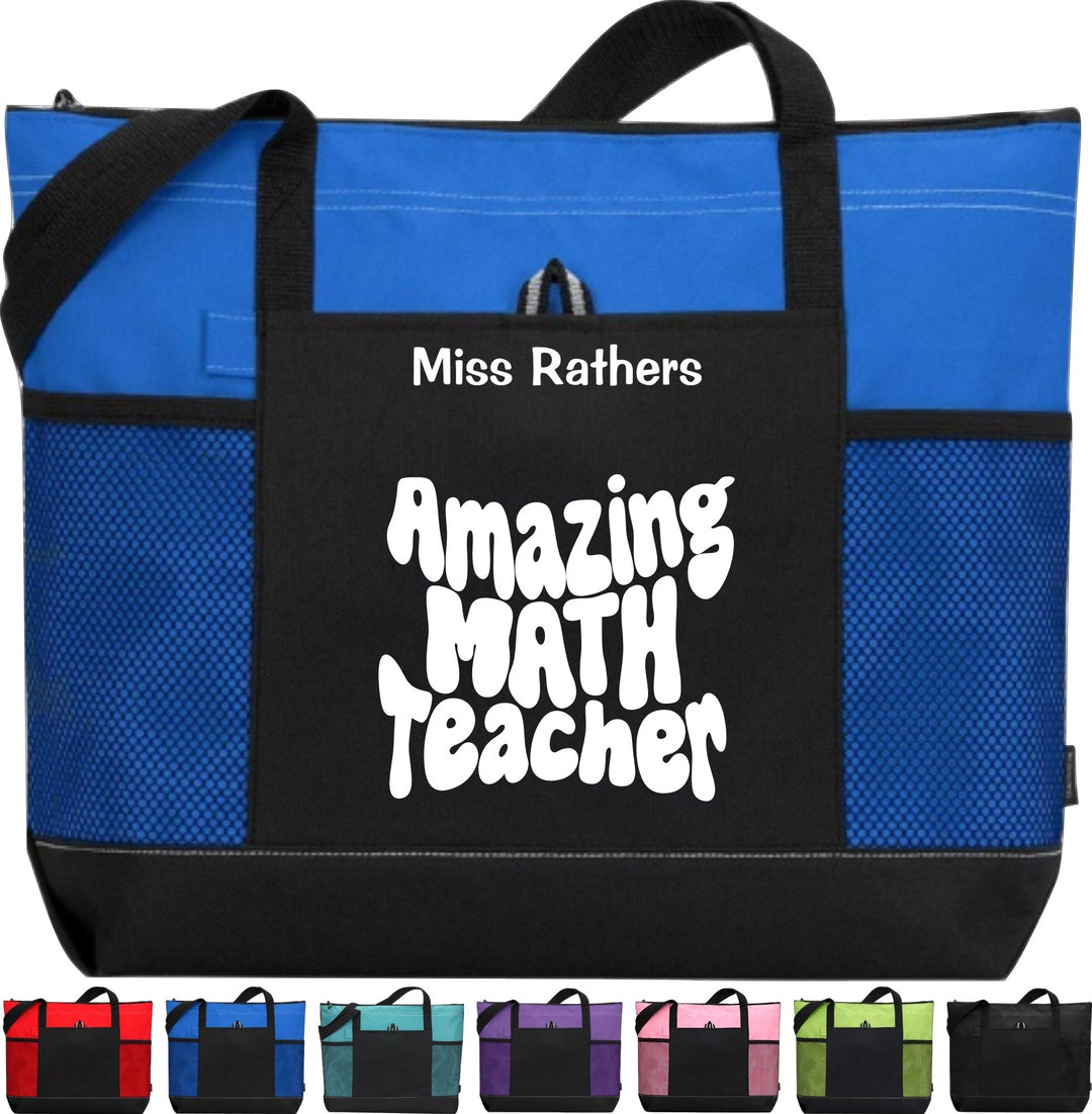 Personalized Retro Amazing Math Teacher Tote, Gift for Math Teacher ...