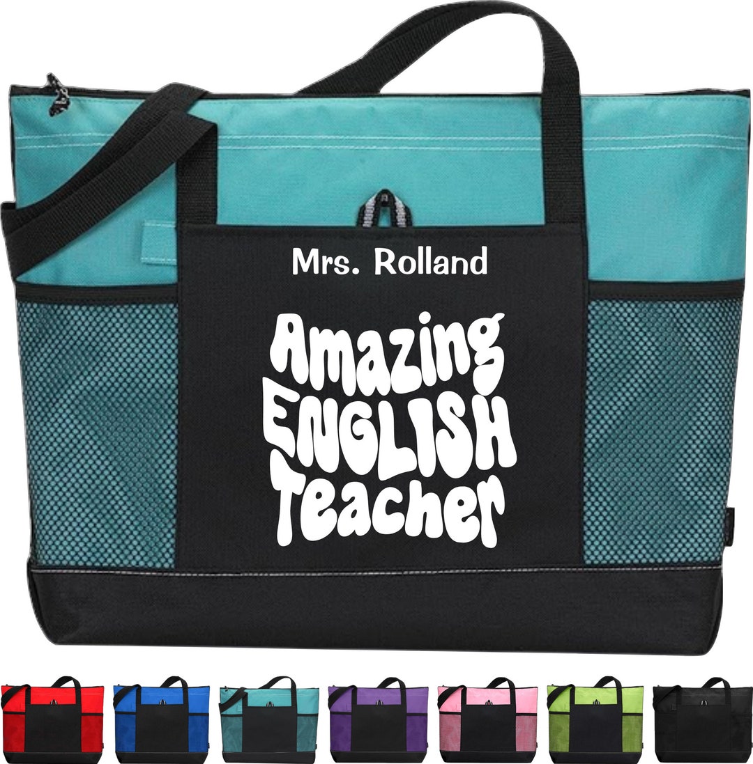 Personalized Retro Amazing English Teacher Tote, Gift for English ...