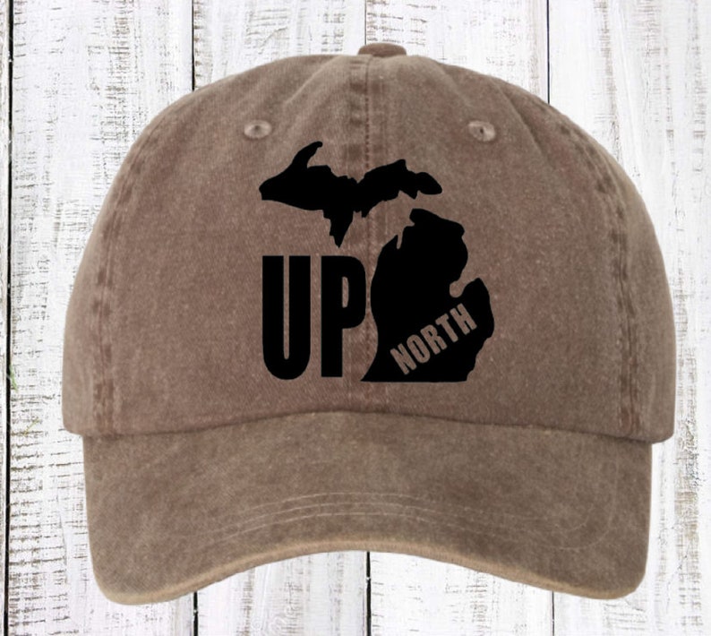 Up North Michigan Hat MI Map Hat Love Michigan Hat Michigan | Etsy