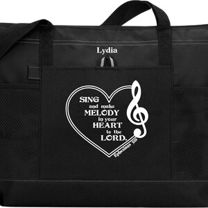 Sing and Make Melody Scripture Tote, Personalized Musician Tote, Choir ...