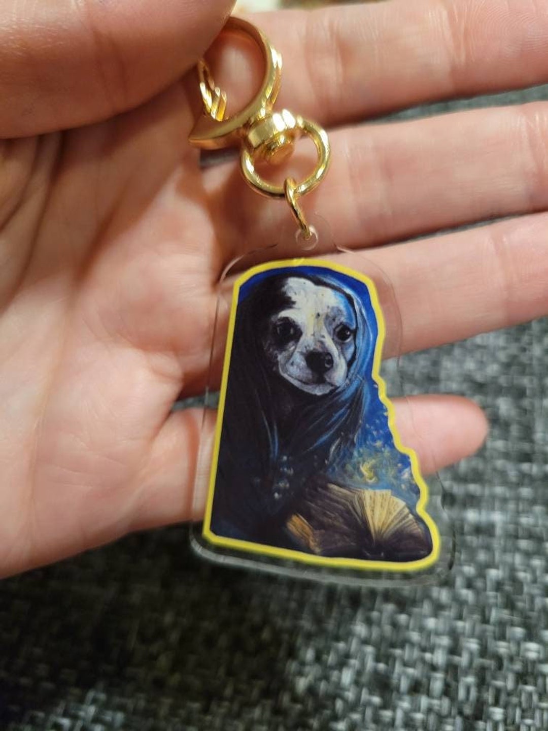 Acrylic Keychain Wizard Dog 2.5 Inch Art Fantasy DND Sorcerer Spell ...