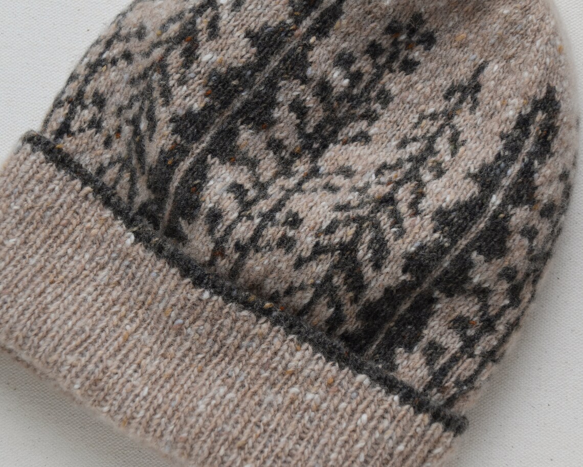 Hand Knit Donegal Merino Tweed Beanie: Fair Isle Unisex Tree Hat - Etsy