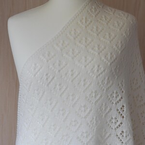 White Knitted Shawl - Lace Shawl - Alpaca Wool Shawl - Floral - Warm ...