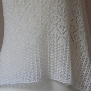 White Knitted Shawl - Lace Shawl - Alpaca Wool Shawl - Floral - Warm ...