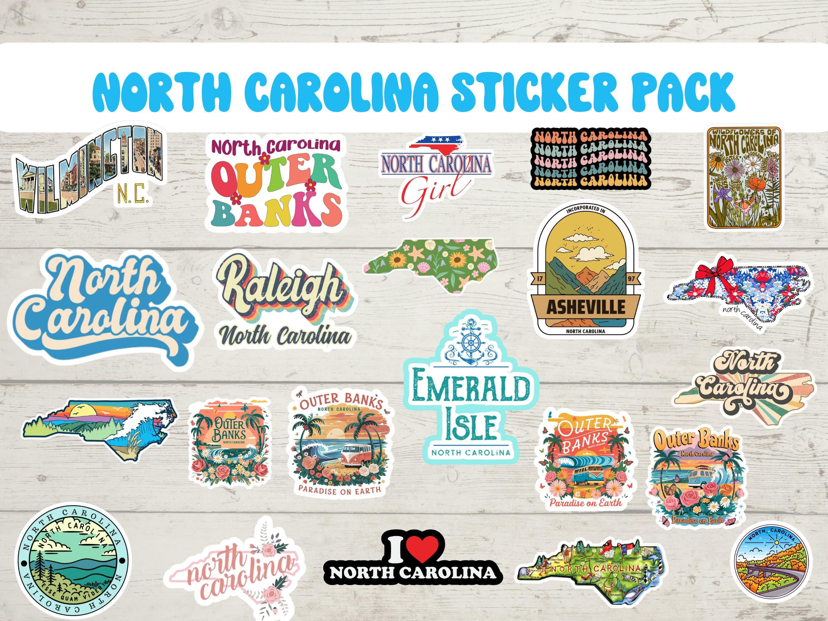 Beautiful North Carolina Stickers, State Outline Decal, NC Home Sticker ...