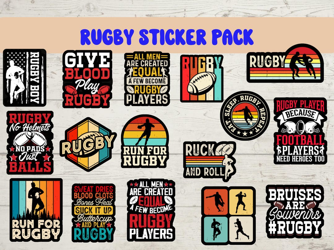 Funny Rugby Stickers, Sport Stickers for Laptops, Water Bottles ...