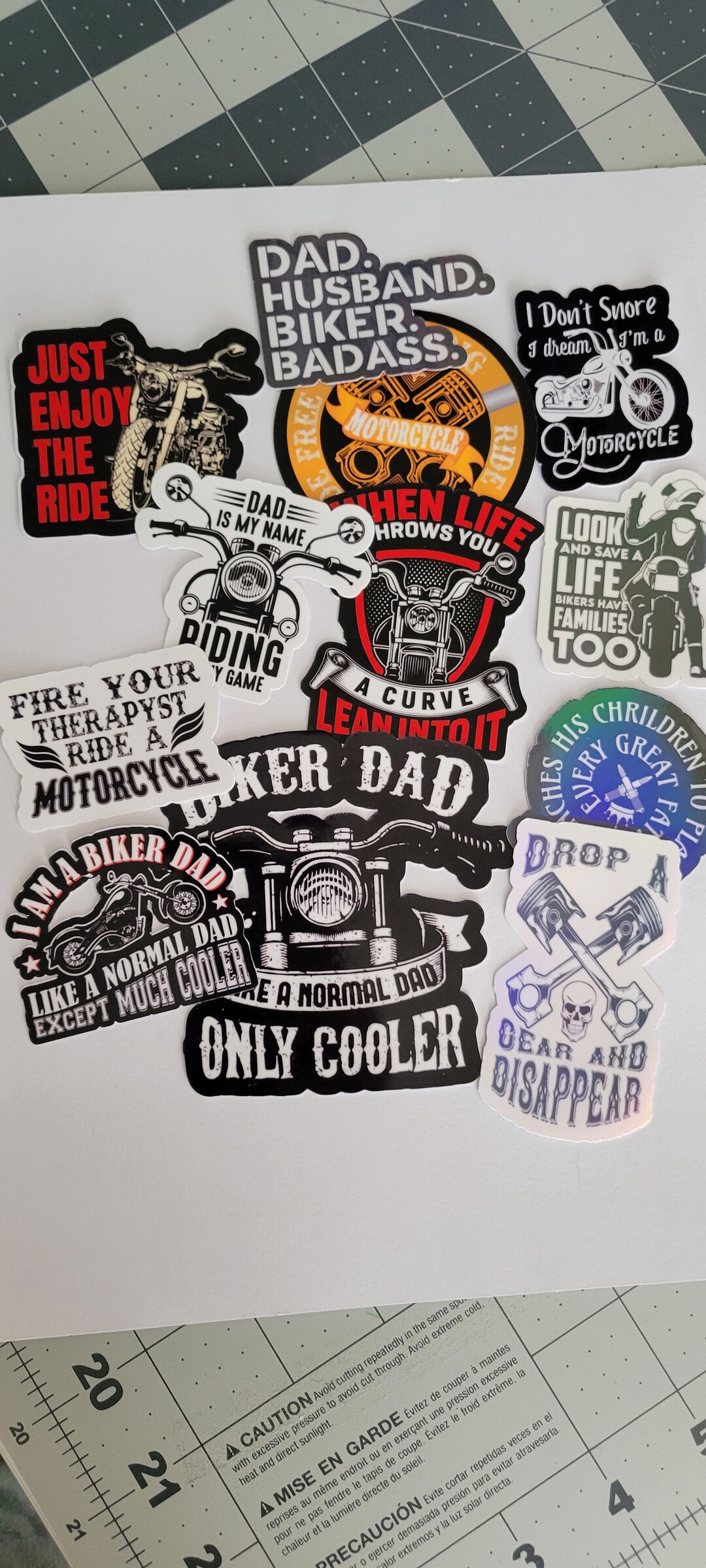 Biker Dad Motorcycle Dad Grandpa, Mystery Pack of Stickers, Mirror ...