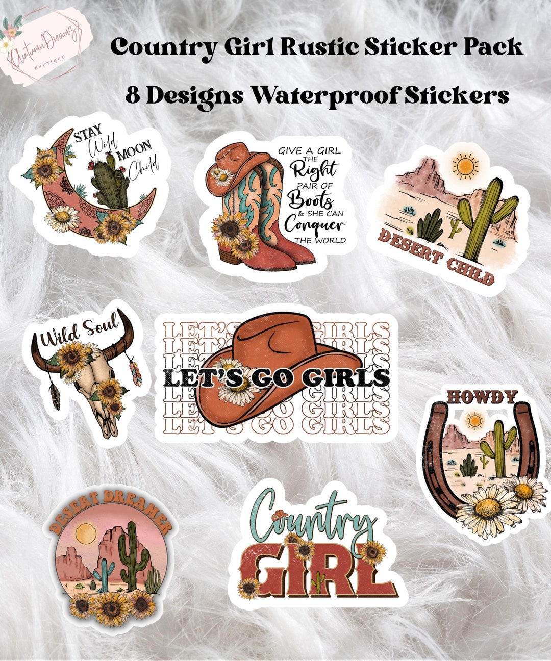 Country Girl Sticker Pack: Rustic Cowgirl Waterproof Stickers - Etsy