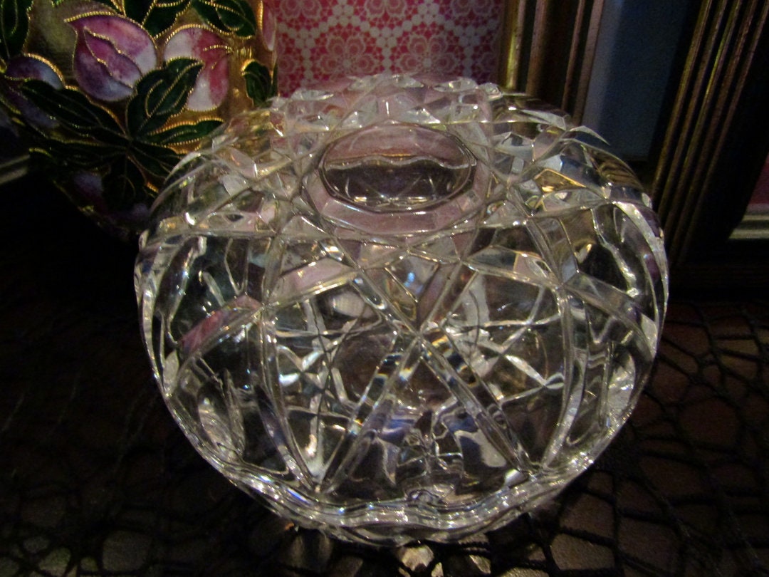 Vintage Deep Cut Crystal Candy Dish: Starburst Lidded Trinket Bowl - Etsy