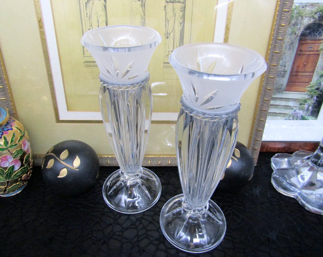 Candlesticks • Oneida Collection • Set of Two • Crystal Clear Glass ...