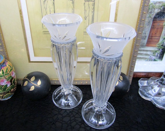 Candlesticks Oneida Collection Set of Two Crystal Clear | Etsy