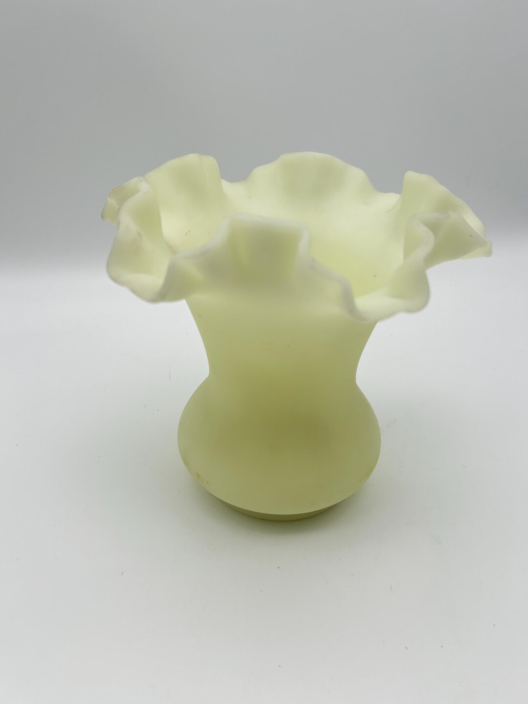 Fenton Satin Custard Uranium Glass Ruffle Edge Vase - Etsy