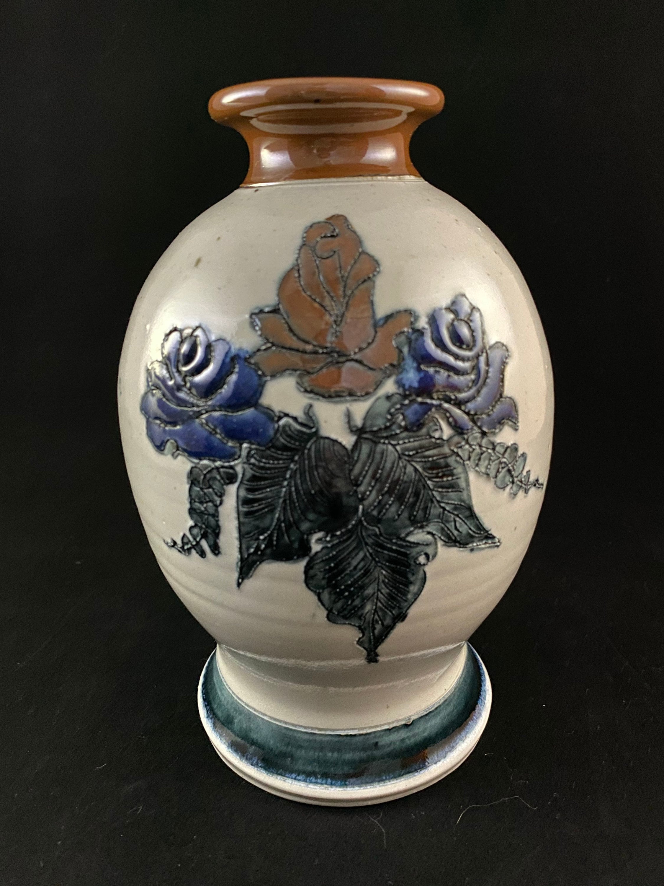 Studio Art Floral Pottery Vase Signed Claybelly - Etsy