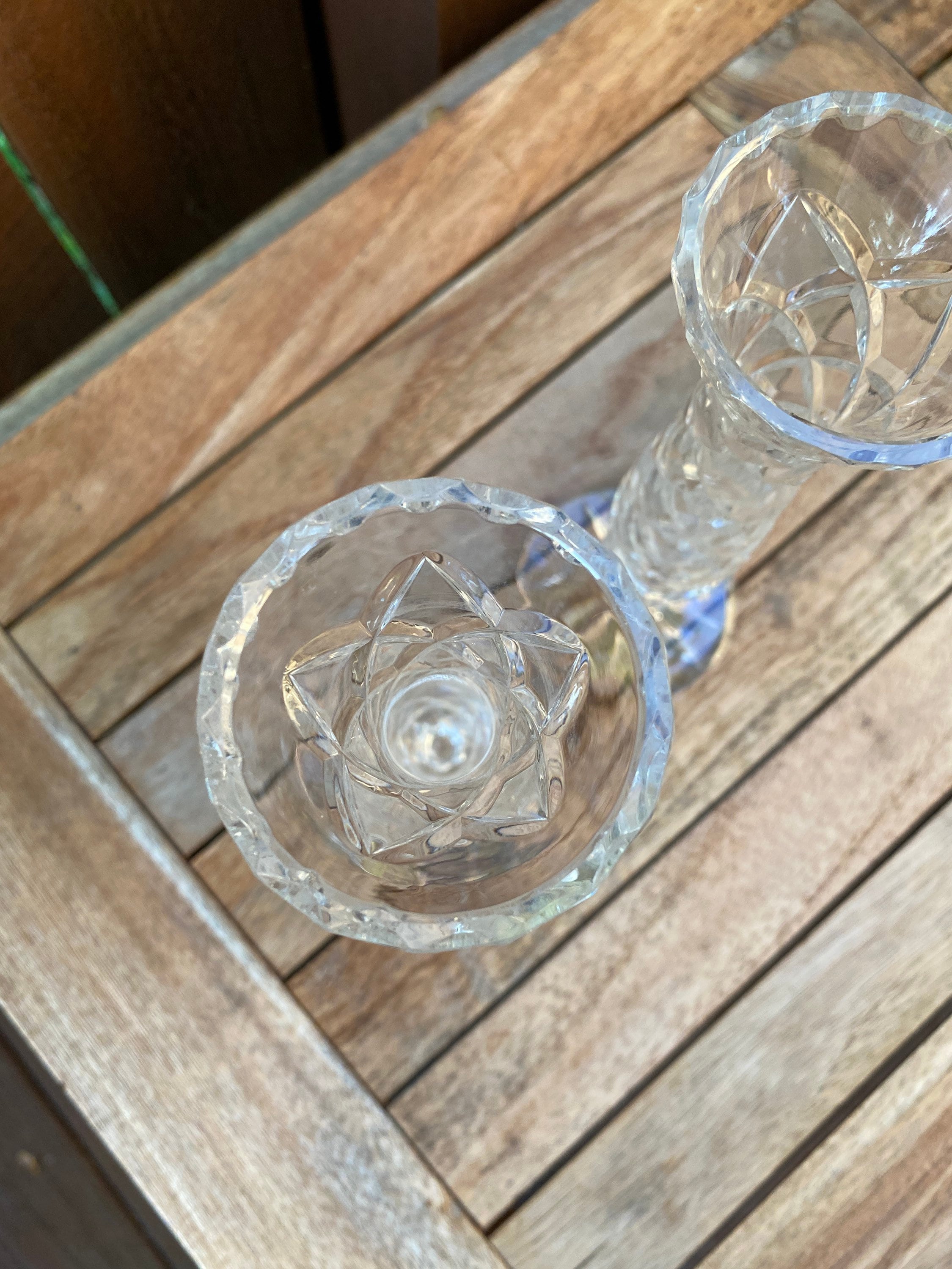 Crystal Cut Vintage Glass Vases - Set of 2 - Etsy