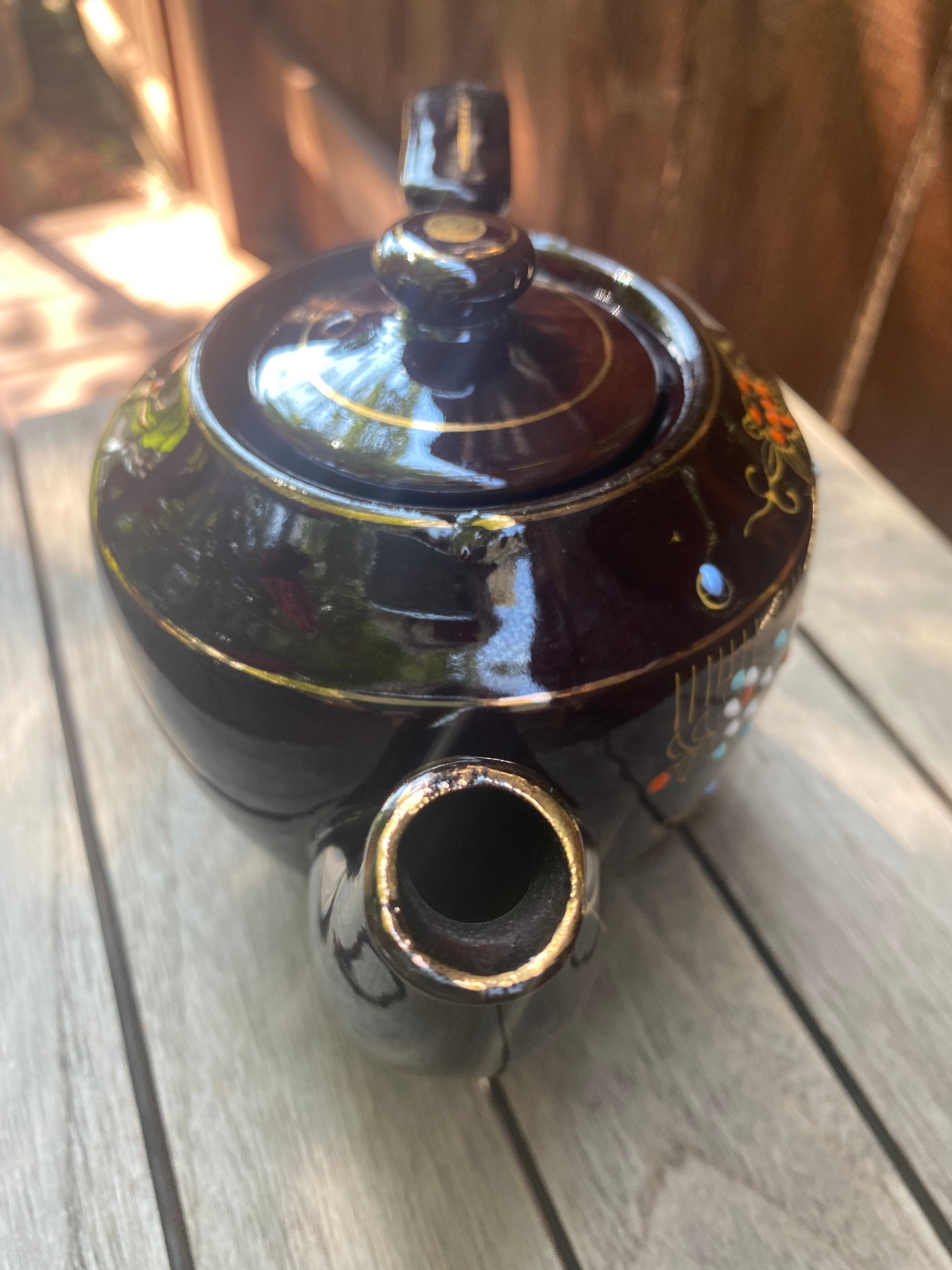 Vintage Japanese Redware Moriage Single Teapot | Etsy