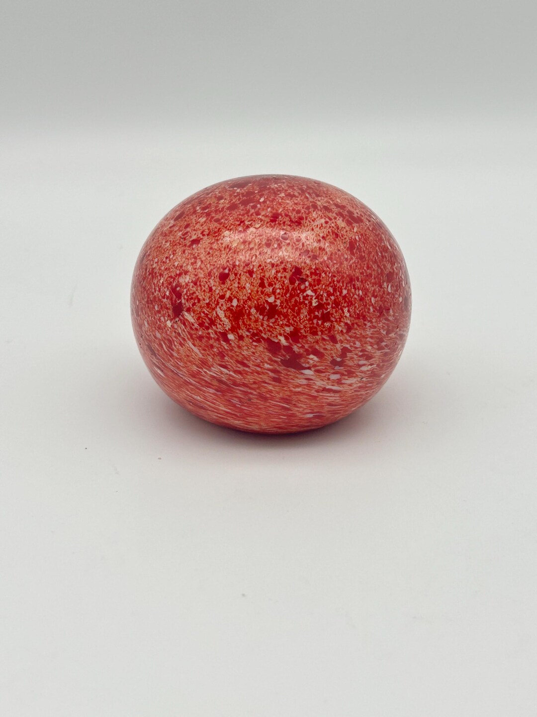 Vintage Red & White Milk Glass Paperweight - Etsy