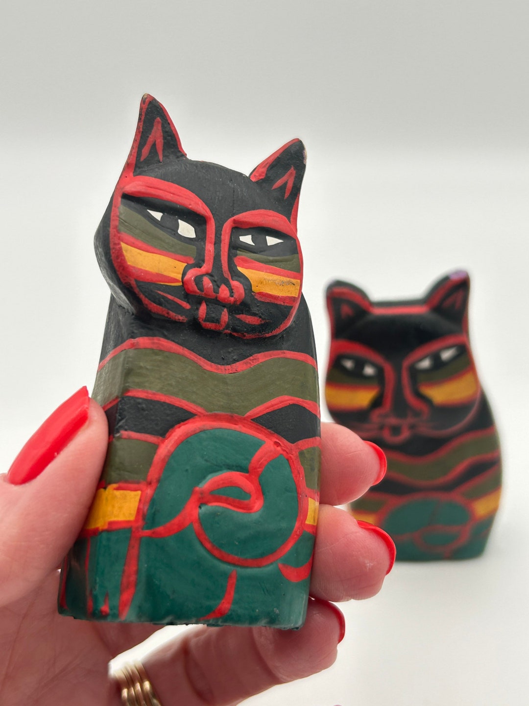 Laurel Burch Style Mini Cat Figurines - Etsy