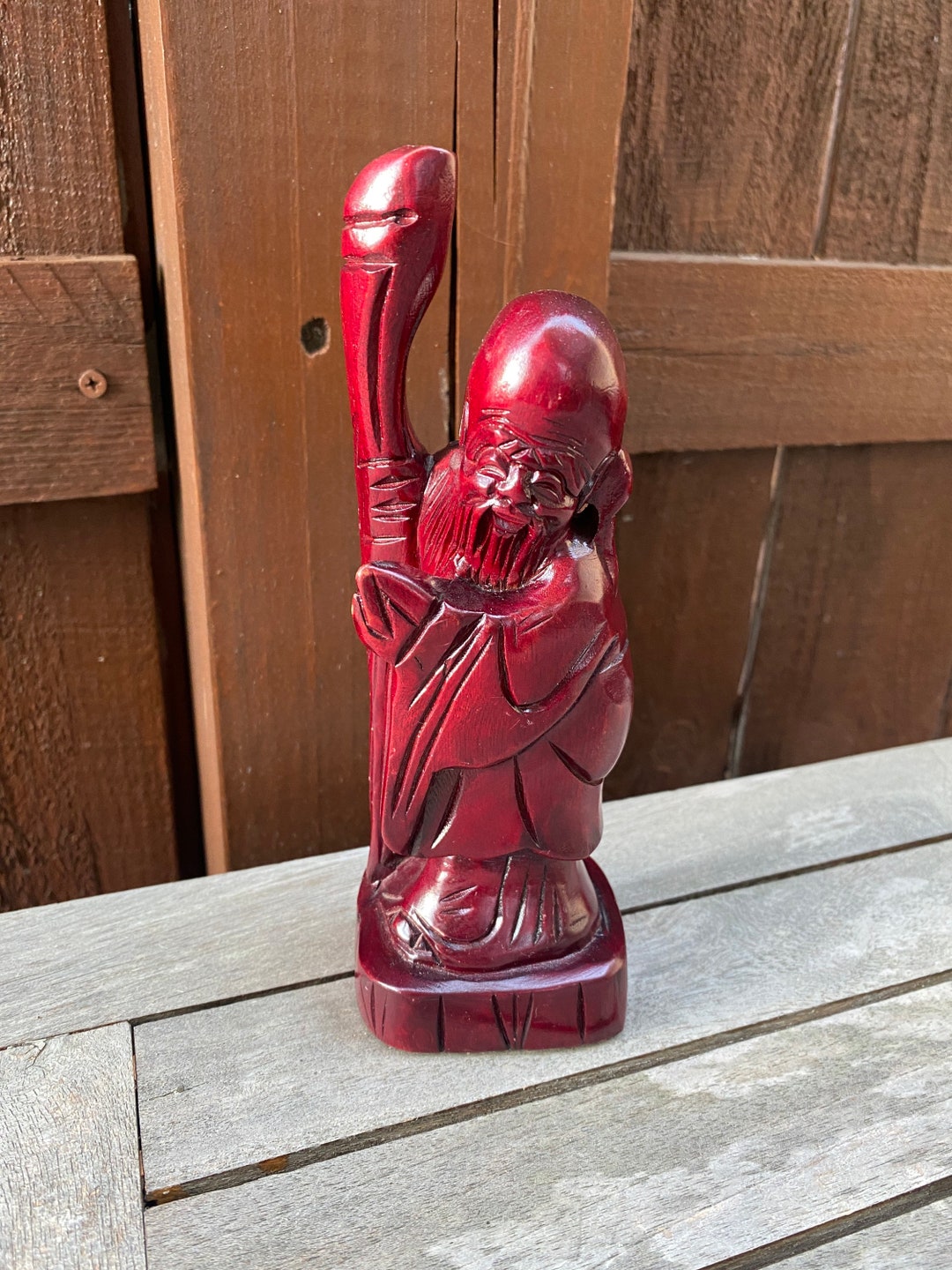 Carved Wood Chinese Deity Statue - Etsy