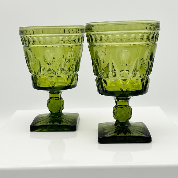 Green Water Goblets - Etsy