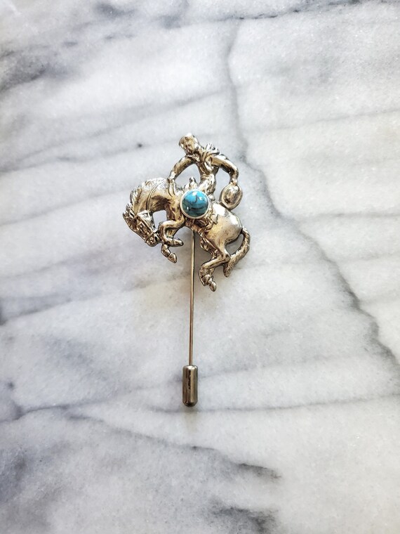 Vintage Cowboy Horse Rodeo Calf Roping German Silver … - Gem