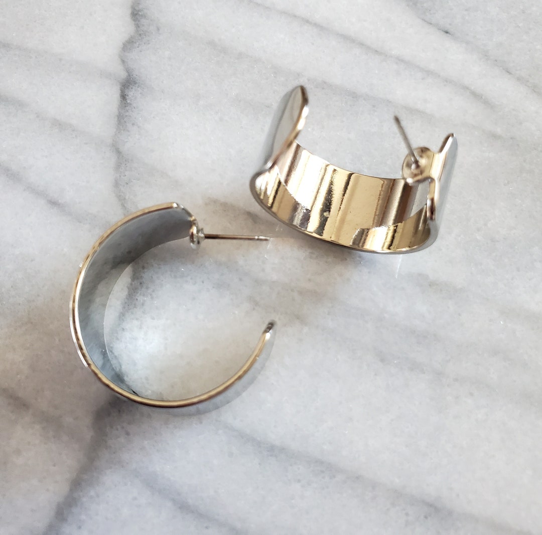 Vintage Chunky Silver Hoop Earrings, Silver Hoop Earrings, Classic ...