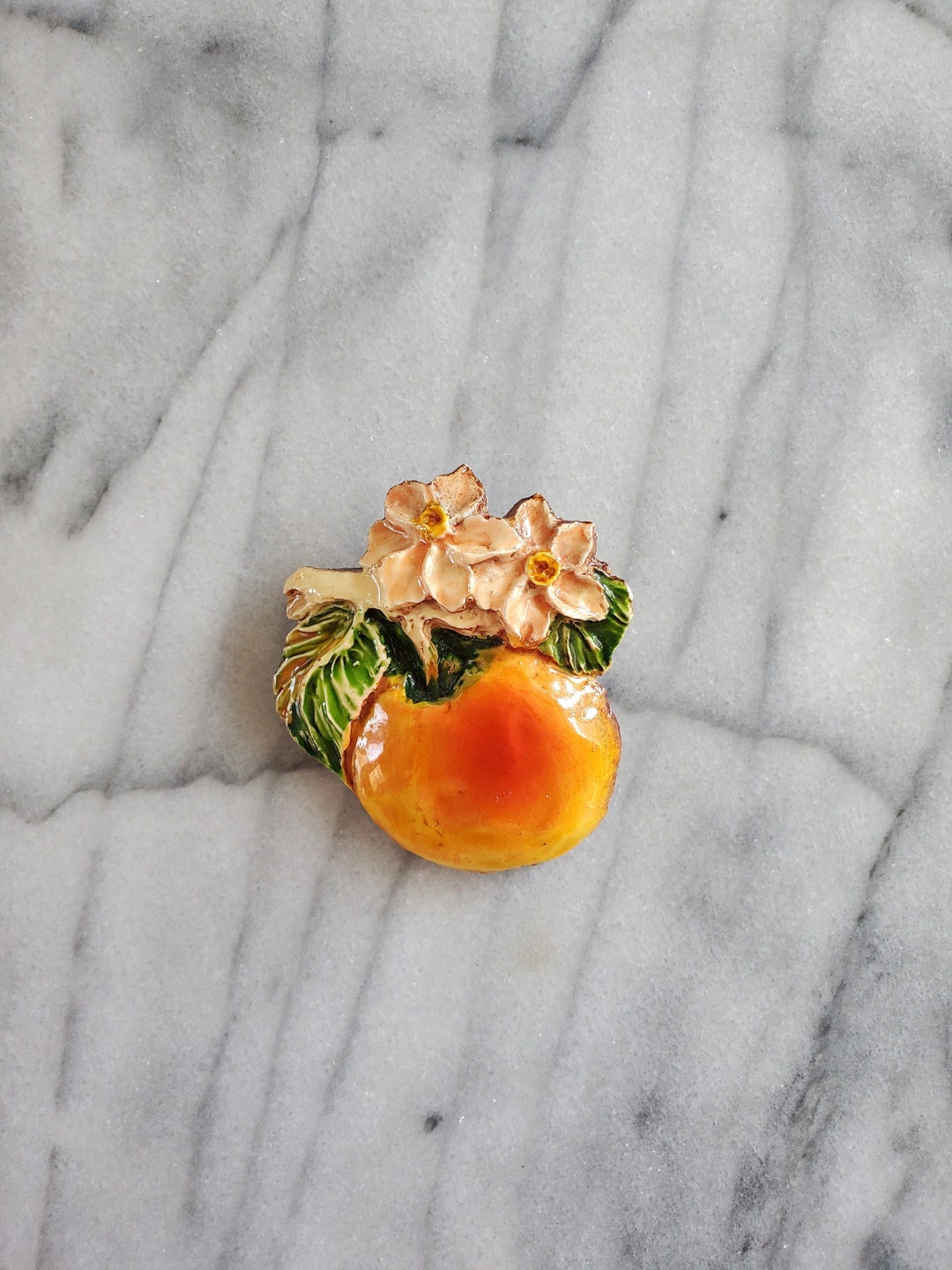 Vintage Peach Brooch, Painted Fruit Pin, Peach Pin, Made in Germany - Etsy