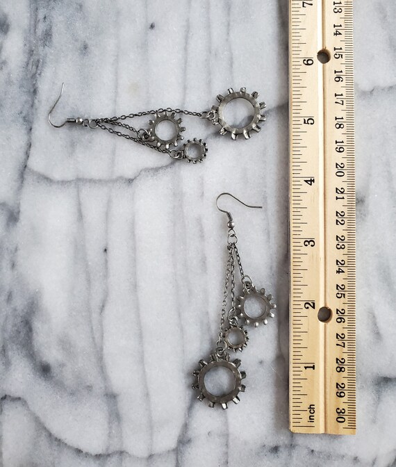 Vintage Cog Wheel Earrings, Steampunk Earrings, Metal… - Gem