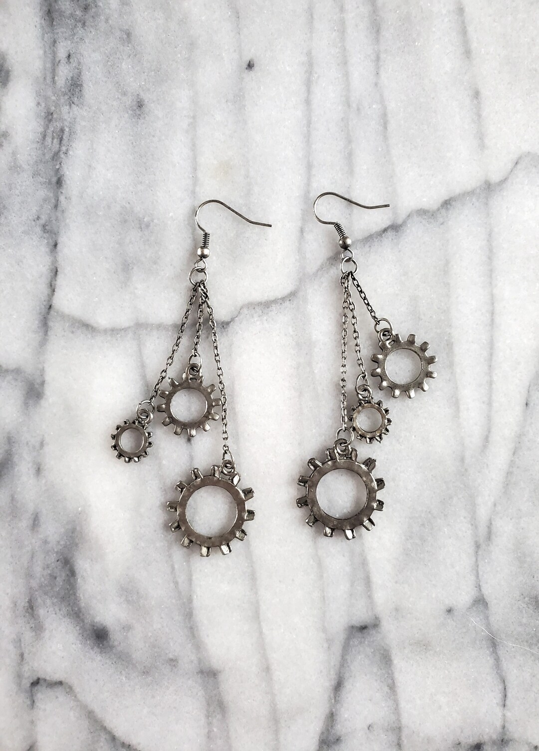 Vintage Cog Wheel Earrings, Steampunk Earrings, Metal Gear Earrings ...