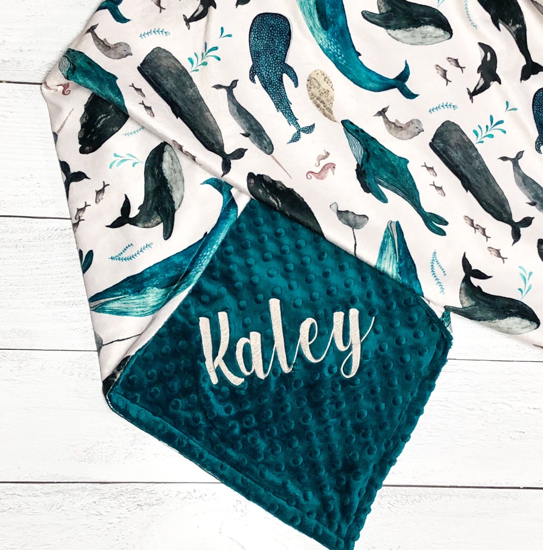 Personalized Baby Blanket, Whale Blanket, Nautical Baby, Sea Minky ...